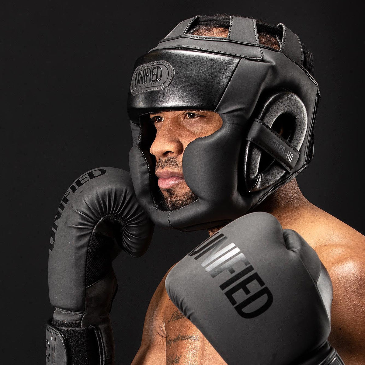 Matt Black Head Guard | Unified Boxing | Pro Standard | | Boxing Protection